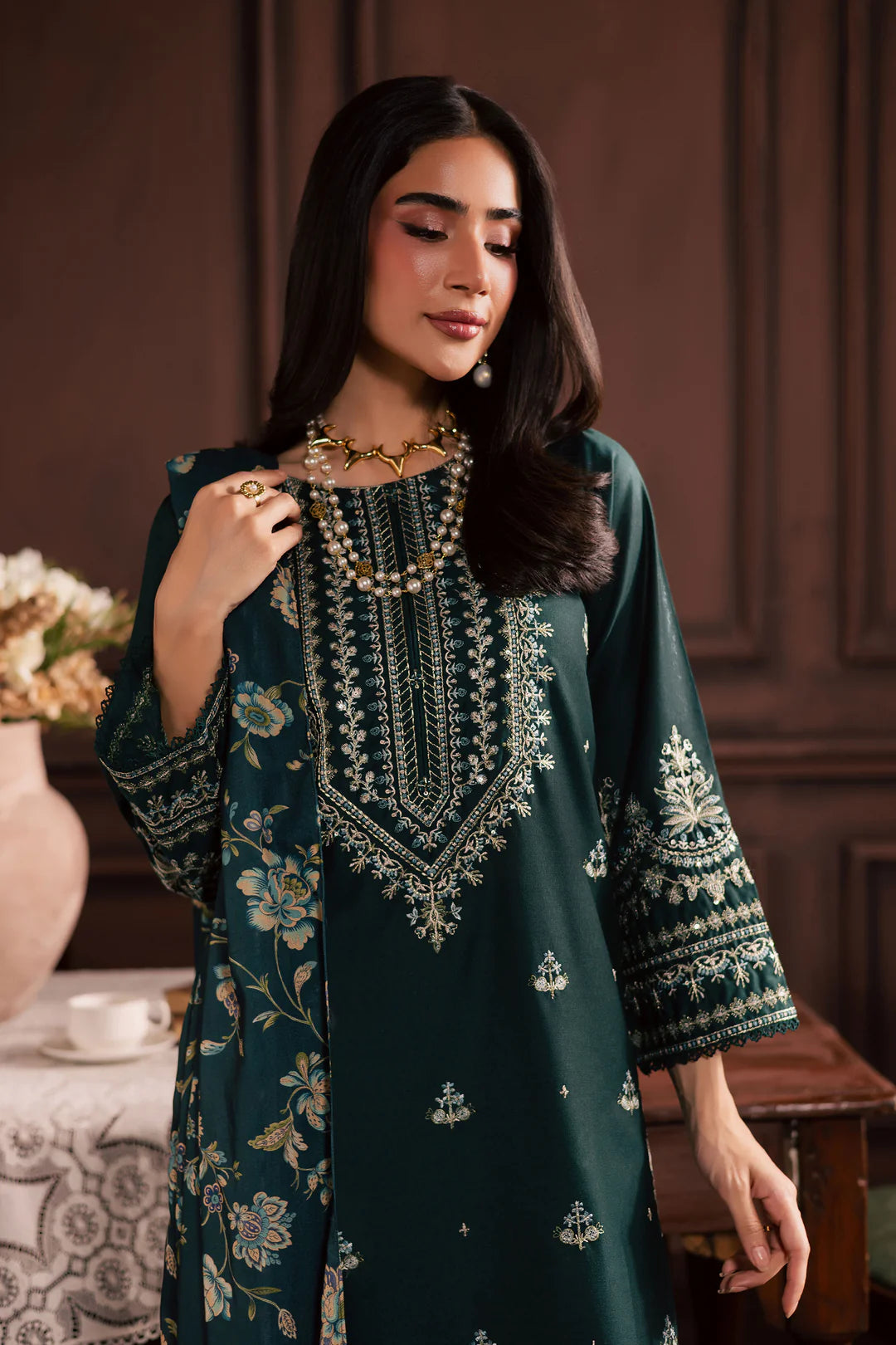 Shifa - 3pc Embroidred Suit - Premium Fabric – Hoorain&Noorain
