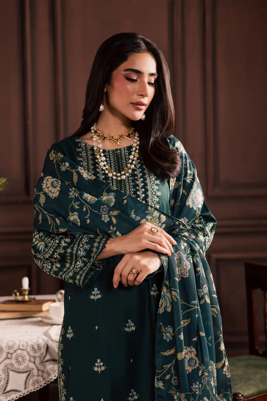 Shifa - 3pc Embroidred Suit - Premium Fabric – Hoorain&Noorain